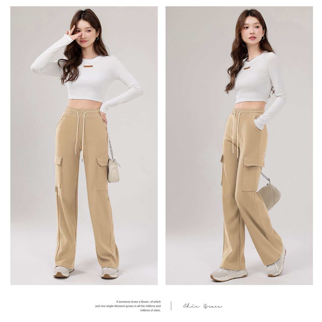 baju raya 2024 MK cargo pants women multi pocket cotton waffle Straight ...