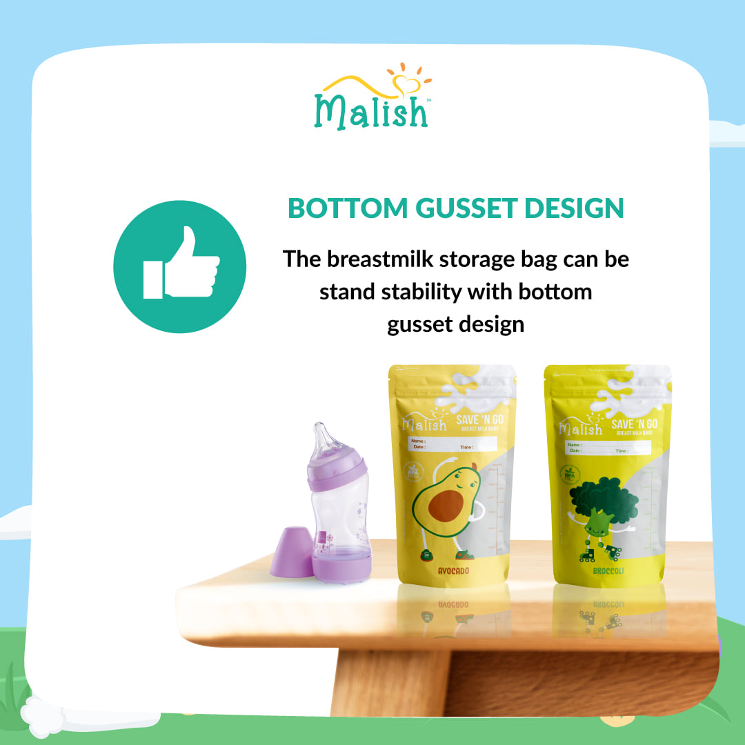 Malish Save 'N Go Breast Milk Storage Bags 3oz/3.4oz/4oz/6oz/8oz Baby ...