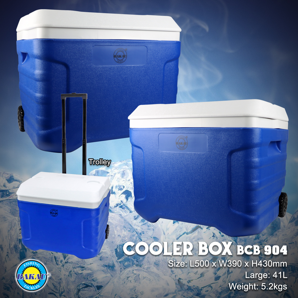 Bakau Coolmax Trolley (36L-98L) Cooler Box Kotak Box Tahan Sejuk ...