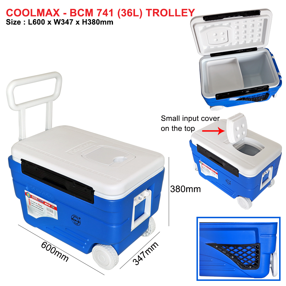 Bakau Coolmax Trolley (36L-98L) Cooler Box Kotak Box Tahan Sejuk ...