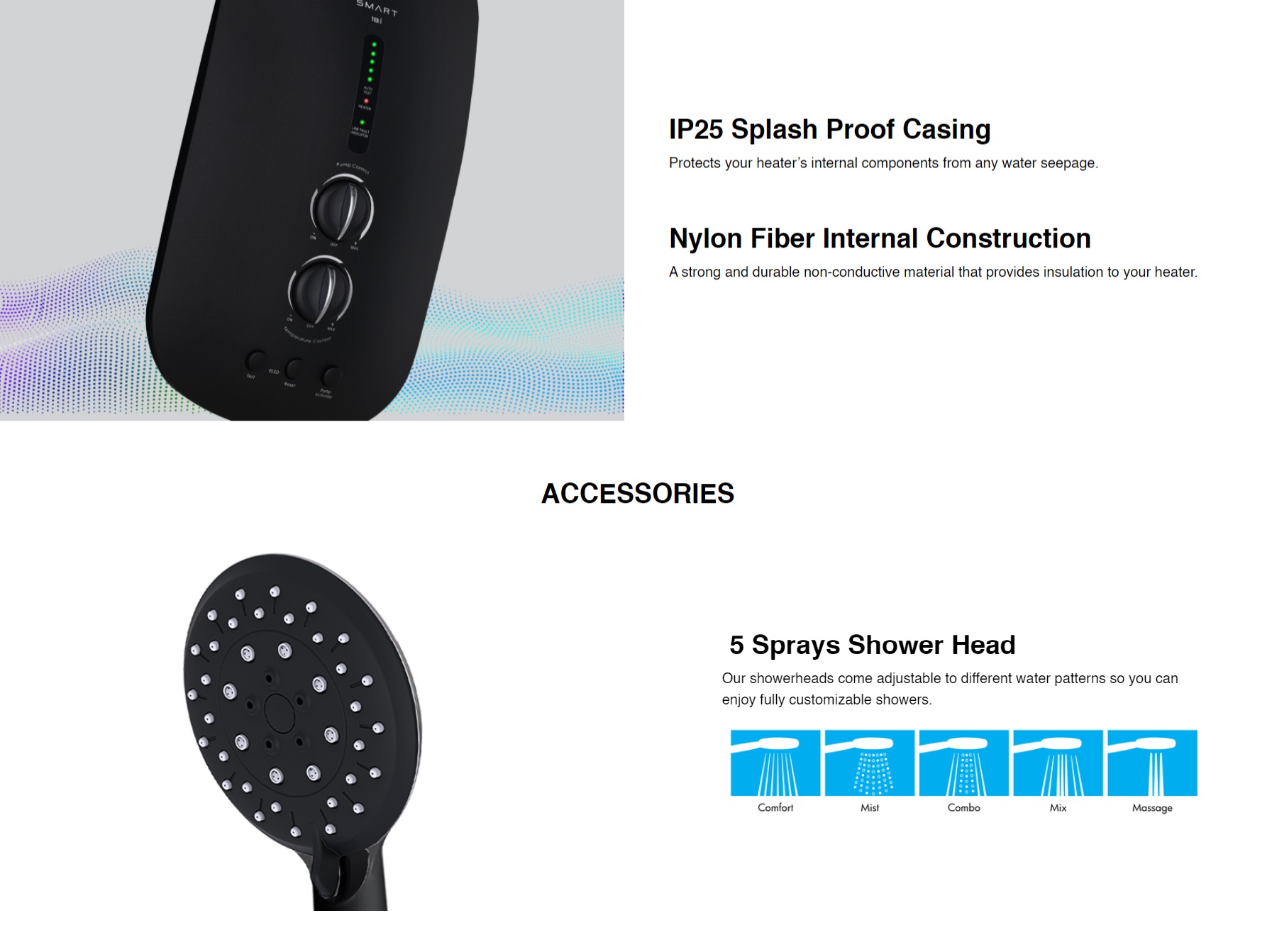 Alpha SMART 18 i SP Rain Shower Instant Water Heater with DC Pump 4.5kW ...