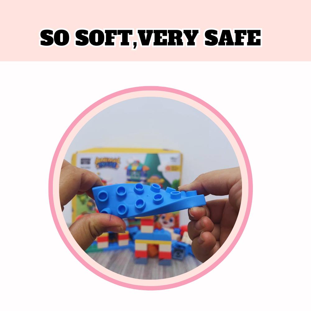 🔥151pcs🔥Big Soft Silicon Block Biteable Large Particle Building Block ...