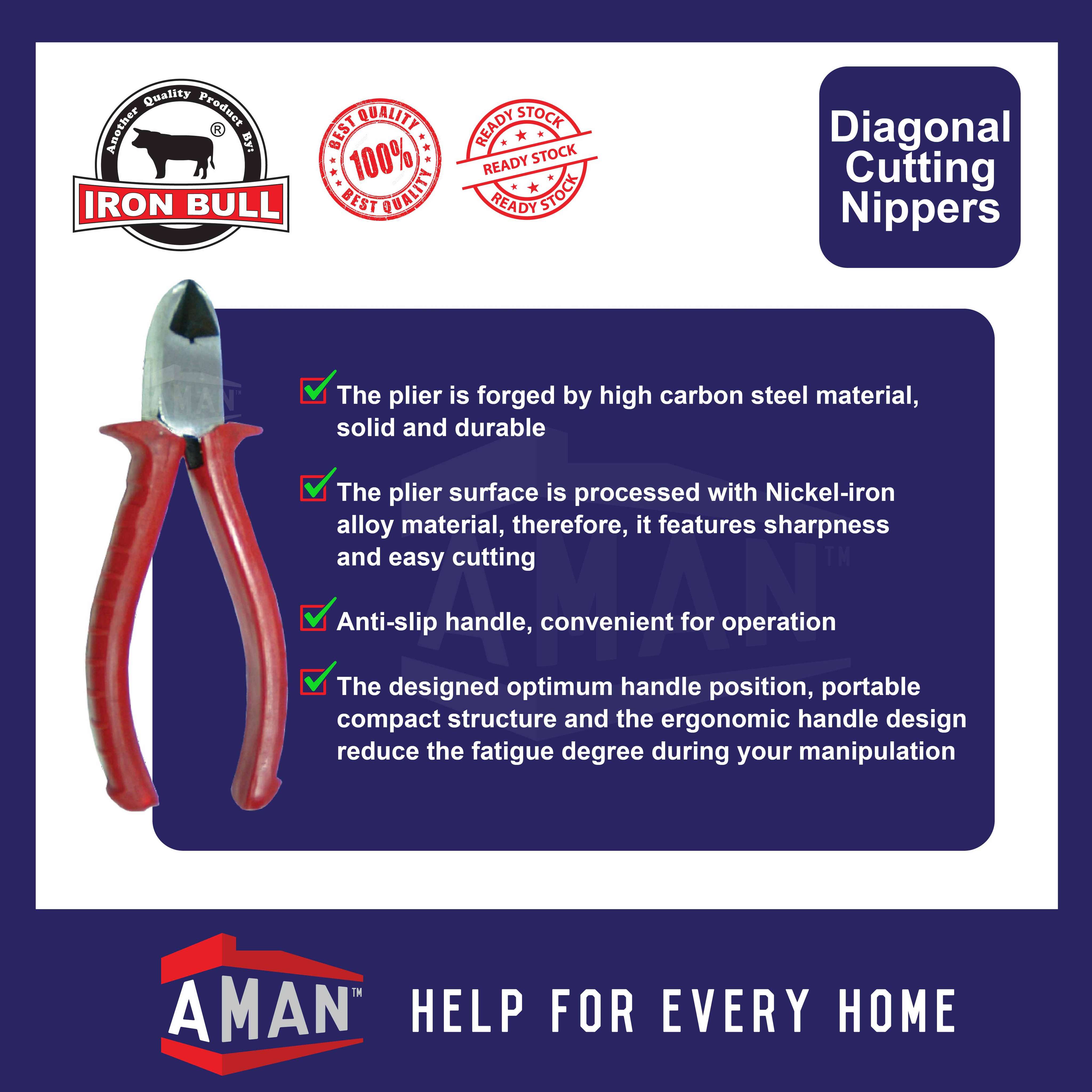 IRON BULL Diagonal Cutting Plier Diagonal Cutter Nipper Wire Flush ...