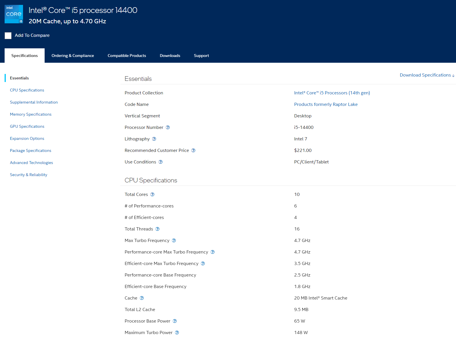 Intel CORE I5-14400 / I5-14400F Processor 20M Cache, Up To 4.70 GHz ...