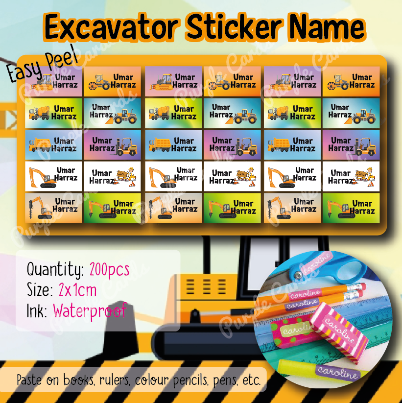 Sticker Nama 1X2cm 200pcs/ Sticker Name Label / Cartoon Sticker ...