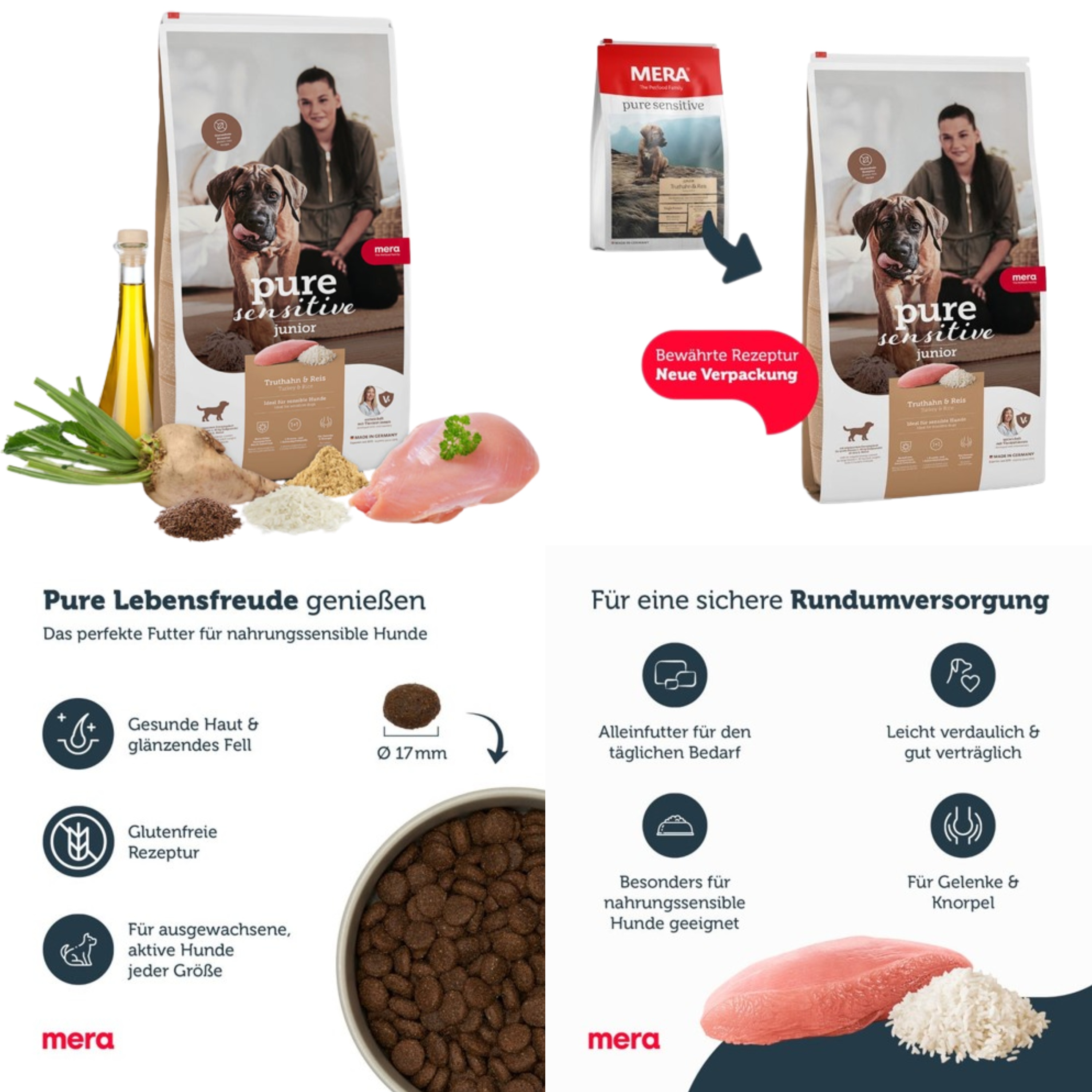 MERA Pure Sensitive Junior Turkey&Rice/Adult Lamb&Rice/Salmon&Rice ...