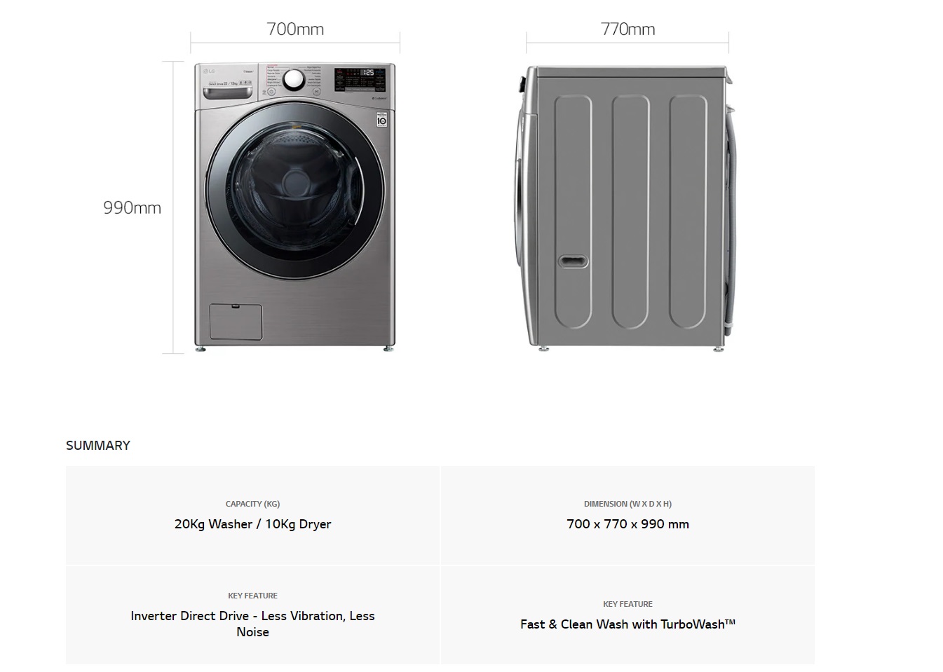 LG Washer Dryer 2 in 1 Washing Machine Front Load Combo Mesin Basuh ...