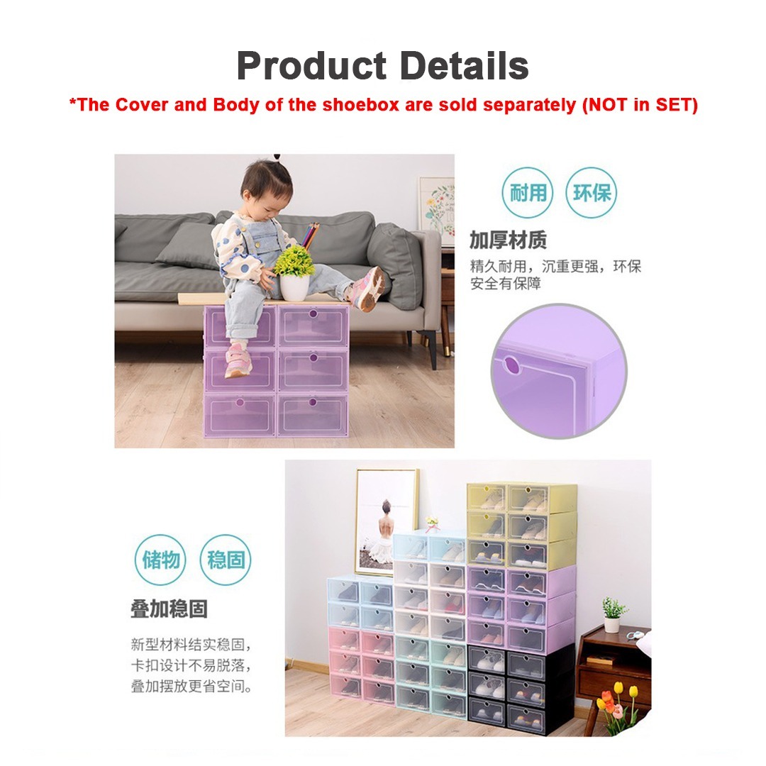 Foldable Colorful Storage Shoe Box Stackable Shoe Box PP Plastic Shoe ...