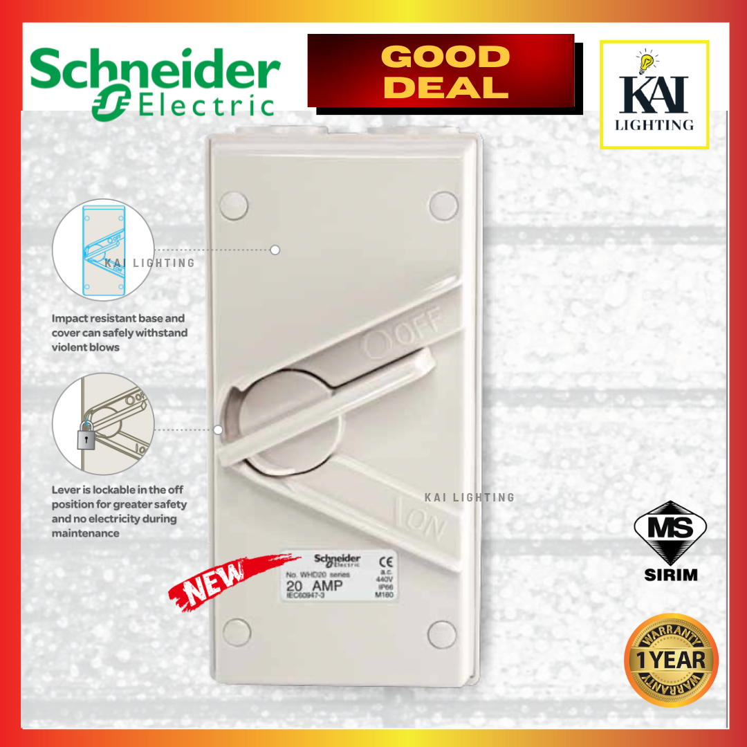 [SIRIM] Schneider Kavacha Weatherproof IP66 Isolator Switch White (20A/35A/63A/80A) 5.0 2 ...