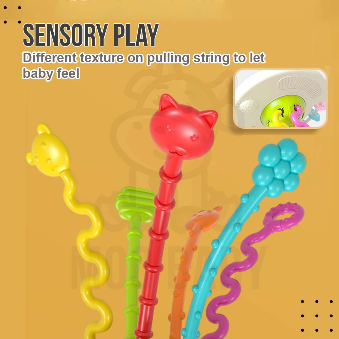 ⭐Moo Baby Mainan Baby 6 Bulan Toy UFO Pull String Toy Baby Teether Toys ...