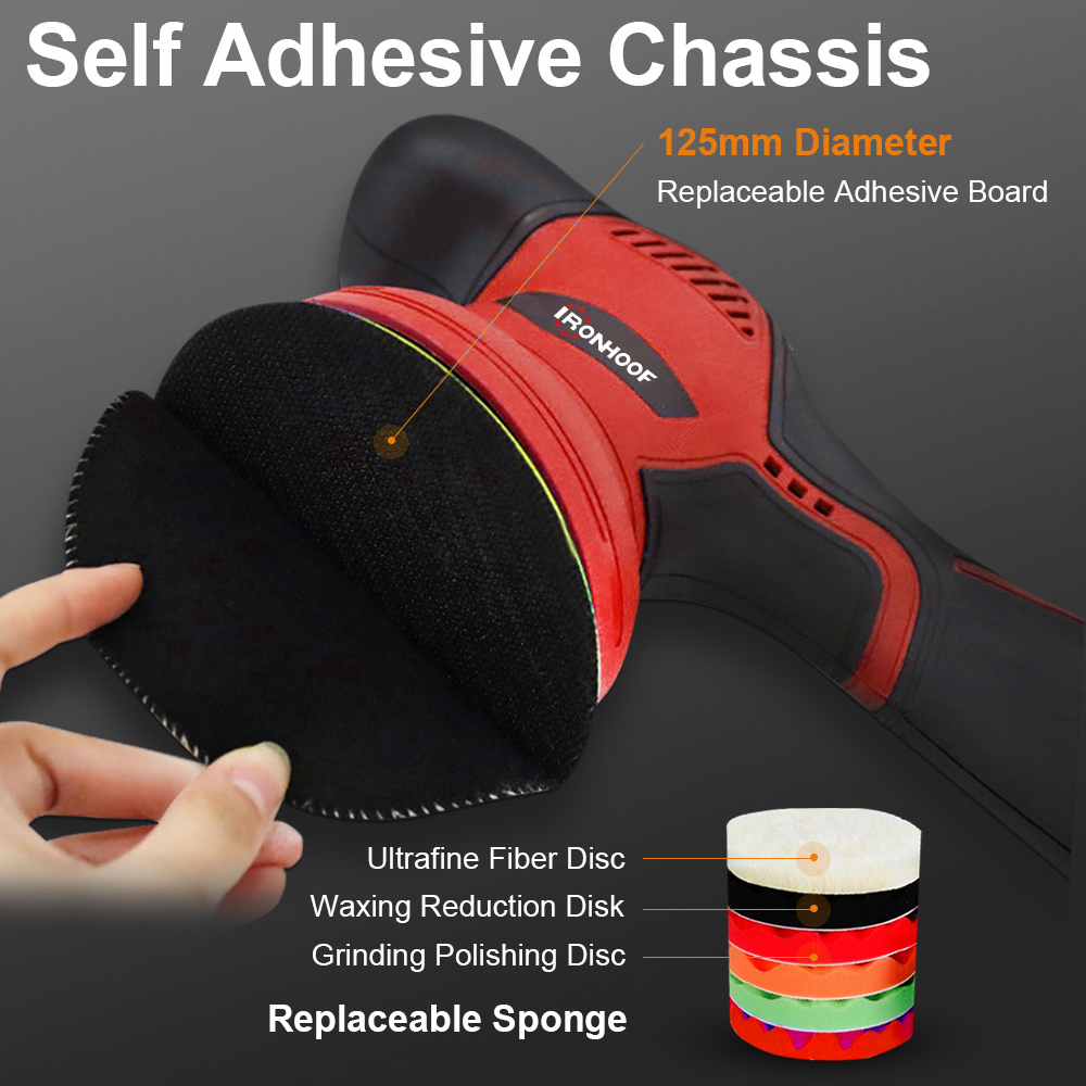 IRONHOOF 550W Cordless Car Polisher Machine Polishing Wax Machine 5 ...