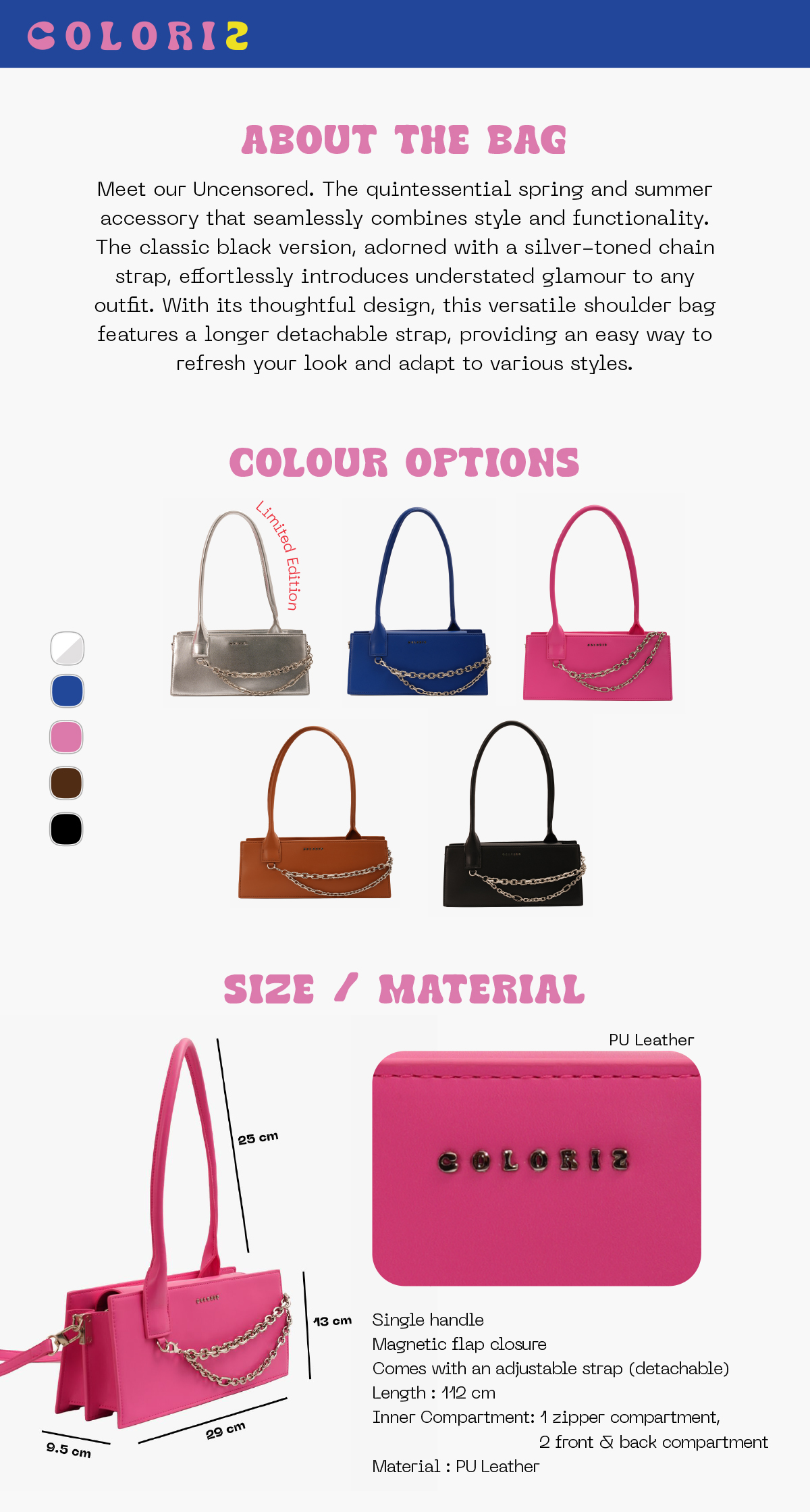 COLORIS_Uncensored_Beg Sandang Shoulder Bag_LHQG 91168 | Shopee Malaysia