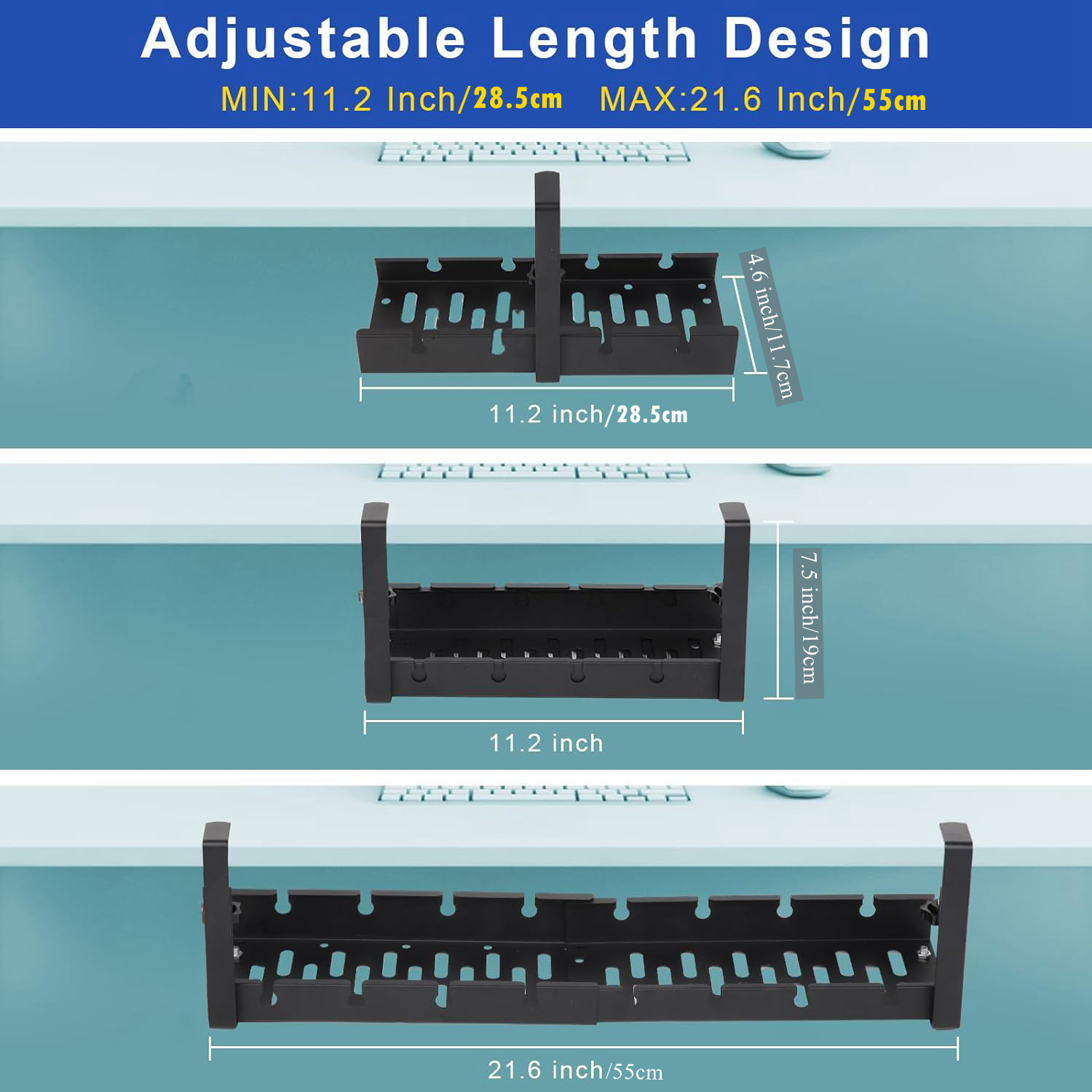 Under the Table Cable Management Rack No Drill Cable Tray Basket for ...