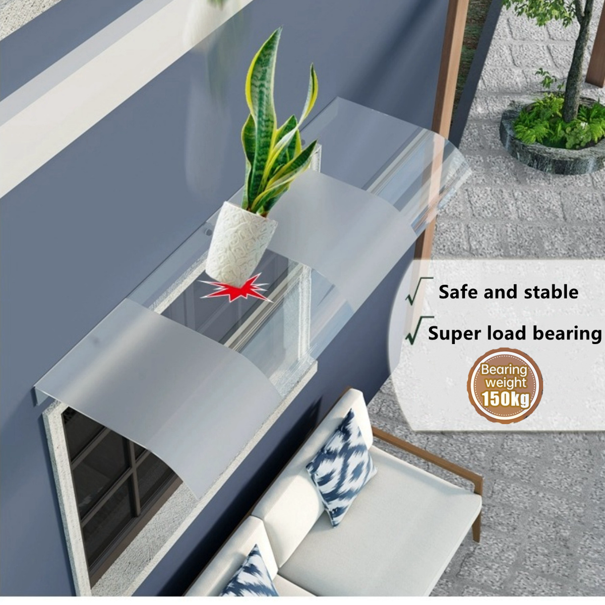 Balcony Rain Cover Outdoor Canopy Transparent Canopy Unsupported Eaves ...