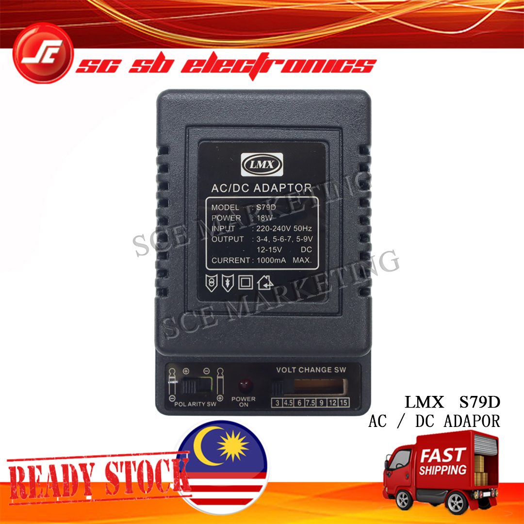 LMX 1000MA 18W 3V/4.5V/6V/7.5V/9V/12V/15V DC ADJUSTABLE AC / DC ...