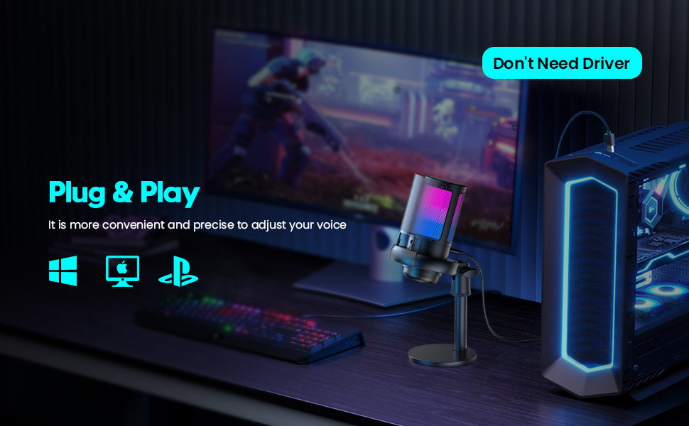 RBTECH ME6S USB gaming microphone RGB dazzling lights USB Computer ...