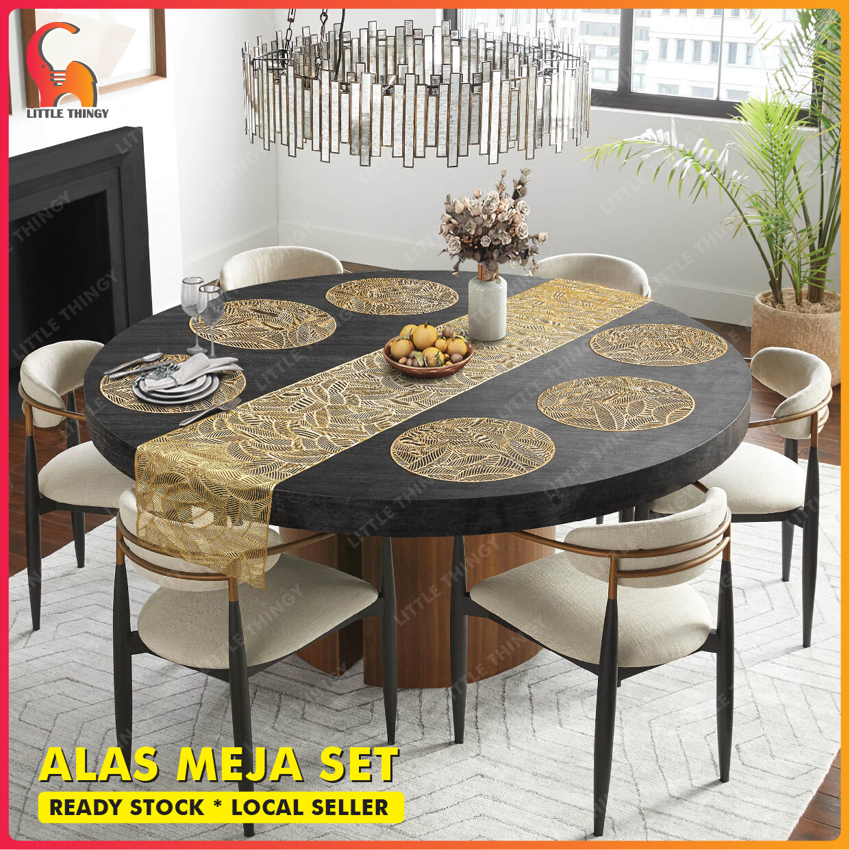 Pelapik Alas Meja Table Mat Runner Set Lapik Pinggan 6 / 8 Kerusi Set ...