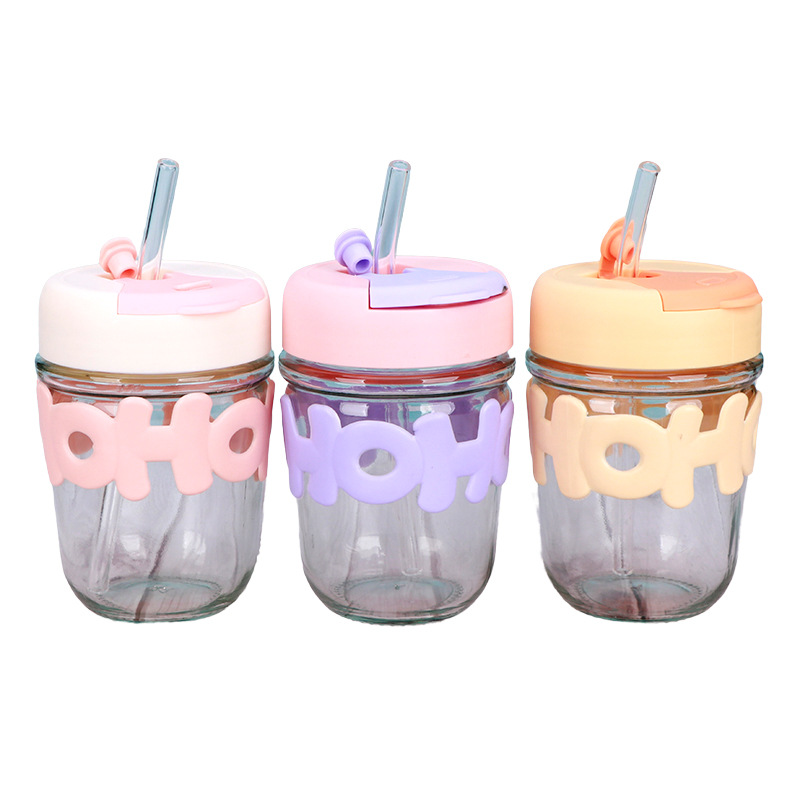 Mug🥤 Hoho Glass Mug Glass Straw Cup Heat Cold Resistant Iced Water ...