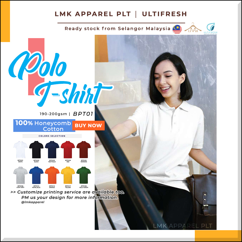 *LMK【Ultifresh】190-200gsm Polo tee collar tshirt - Honeycomb cotton ...