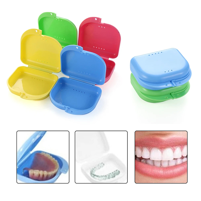 💕Mini Denture Box Dental Retainer Portable Mouth Guard Container ...