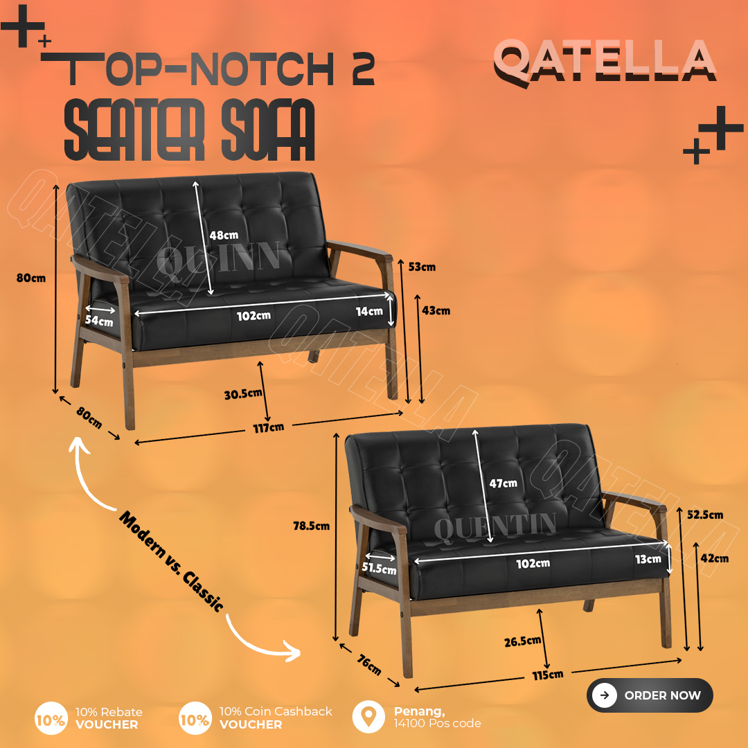 Qatella (Europe Export Quality) Quinn and Quentin 2 seater sofa/Seater Sofa Set/1+2+3 SofaSet/PU ...