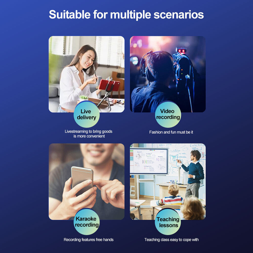 K35 K9 Dual Wireless Microphone for Phones Laptop Collar Microphone for YouTube Vlogging ...