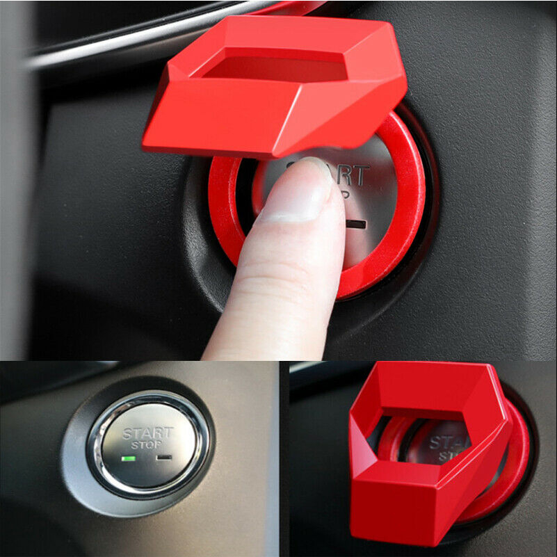 Car Ignition Engine Push Start Button Cover Sportive Keyless Key Ring ...