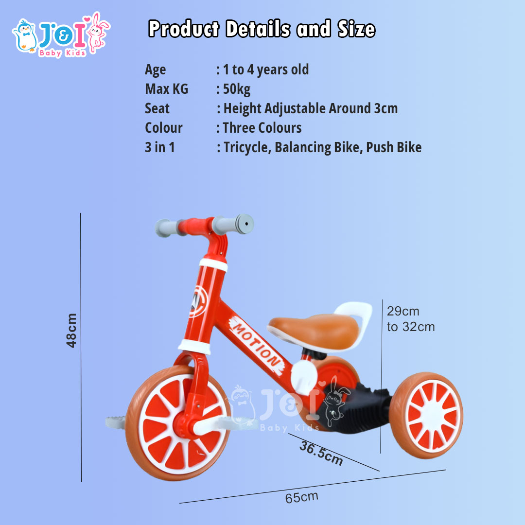 3 in1 Tricycle Kids Push Bike Balancing Bike Walker Basikal 3 roda ...