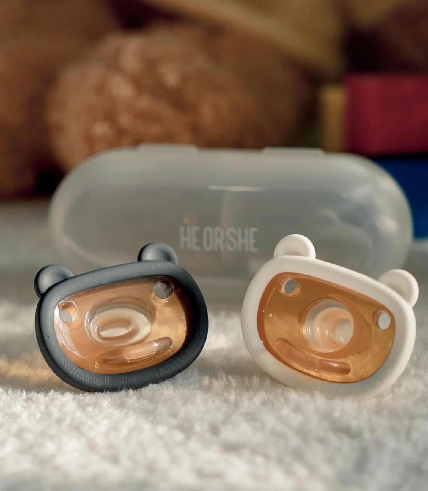 HE OR SHE Day & Night Pacifier with Storage Box (2pcs) / Pacifier Chain ...