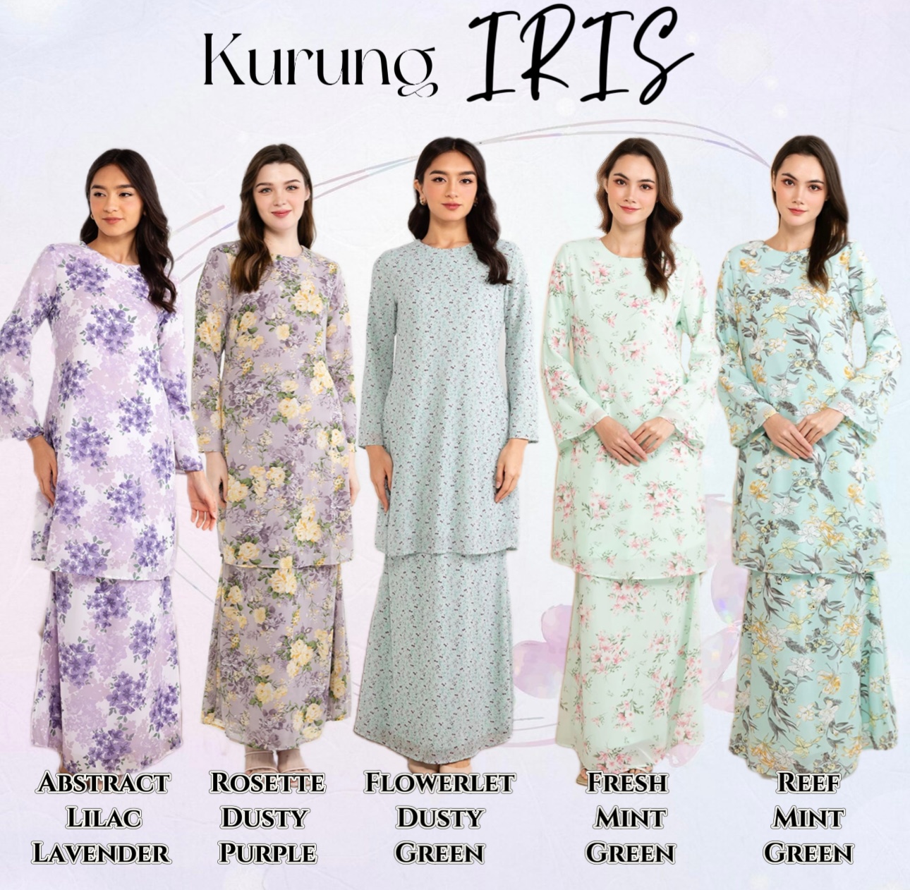 ERA MAYA 20 Color Iris Baju Kurung Moden Printed Murah White Pink ...