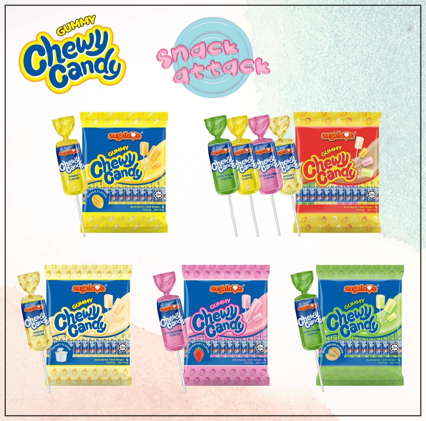 [HALAL] Sugalova Gummy Chewy Candy Premium Assorted Mix Flavours ...