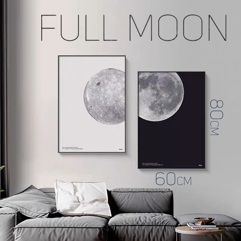 SamSpace Moon Canvas Wall Art Black Frame Nordic Decoration Poster ...