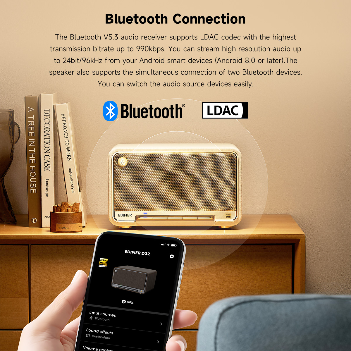 Edifier D32 Tabletop Bluetooth V5.3 Hi-Res Audio Wireless Speaker (60W ...