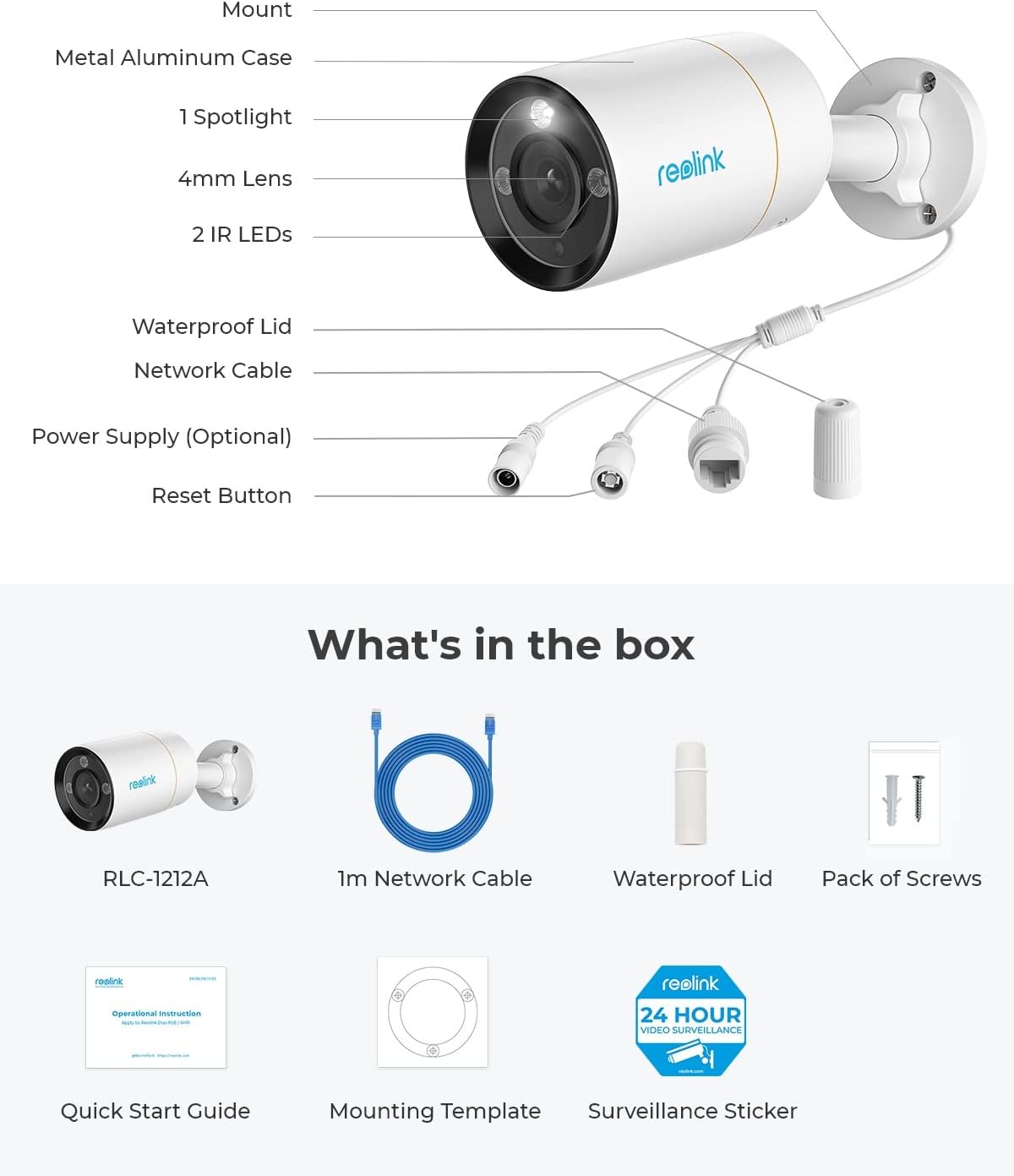 REOLINK RLC-1212A 12MP PoE IP Camera Outdoor, Smart Human Vehicle Pet ...