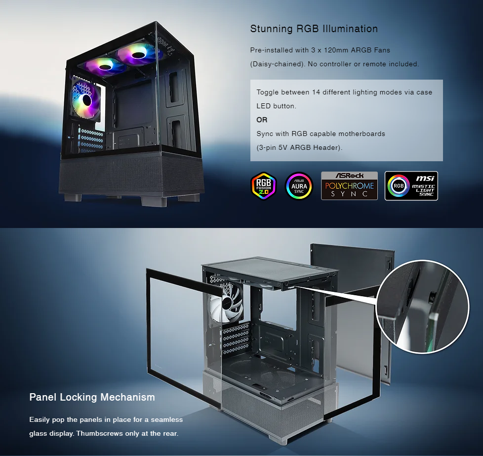 Tecware Infinity M2 ARGB Dual TG mATX Chassis - Black / White # TWCA ...