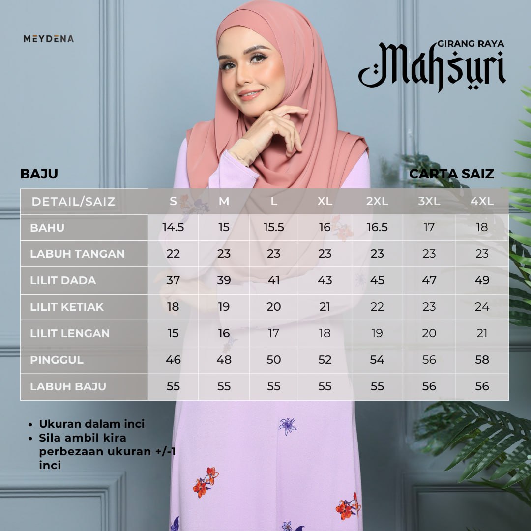 Jubah Ironless Mahsuri Material Moscrepe Nursing Friendly Berpoket ...