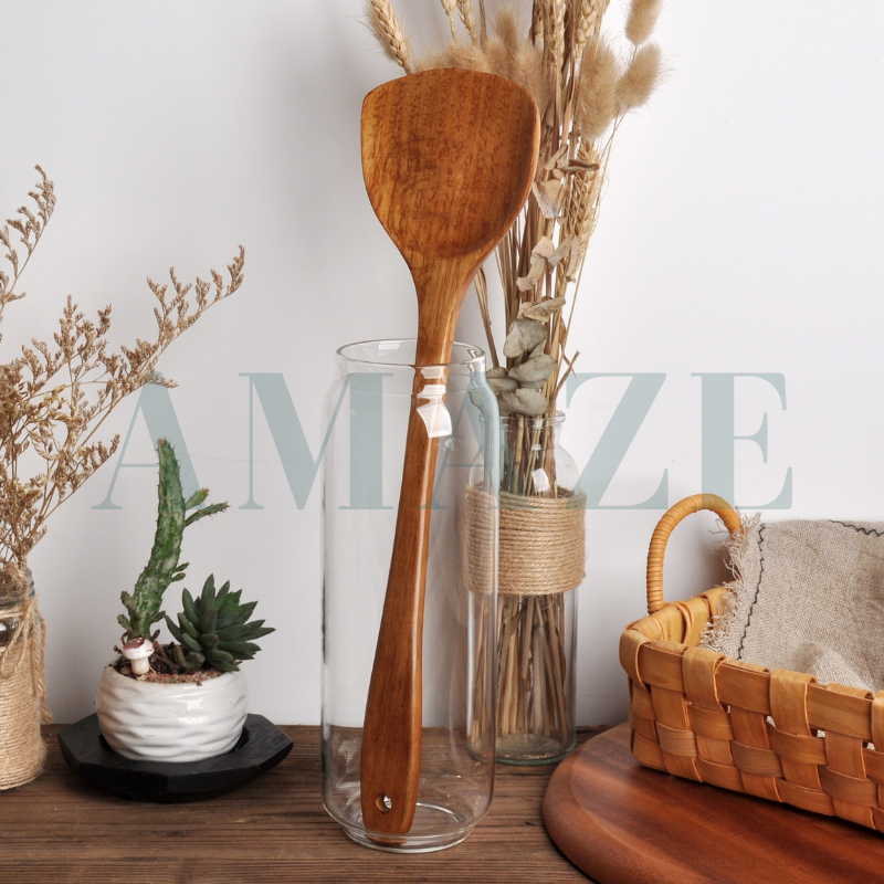 AMAZEHOME Wooden Spatula Long Handle Wooden Utensil Kitchen Tools ...