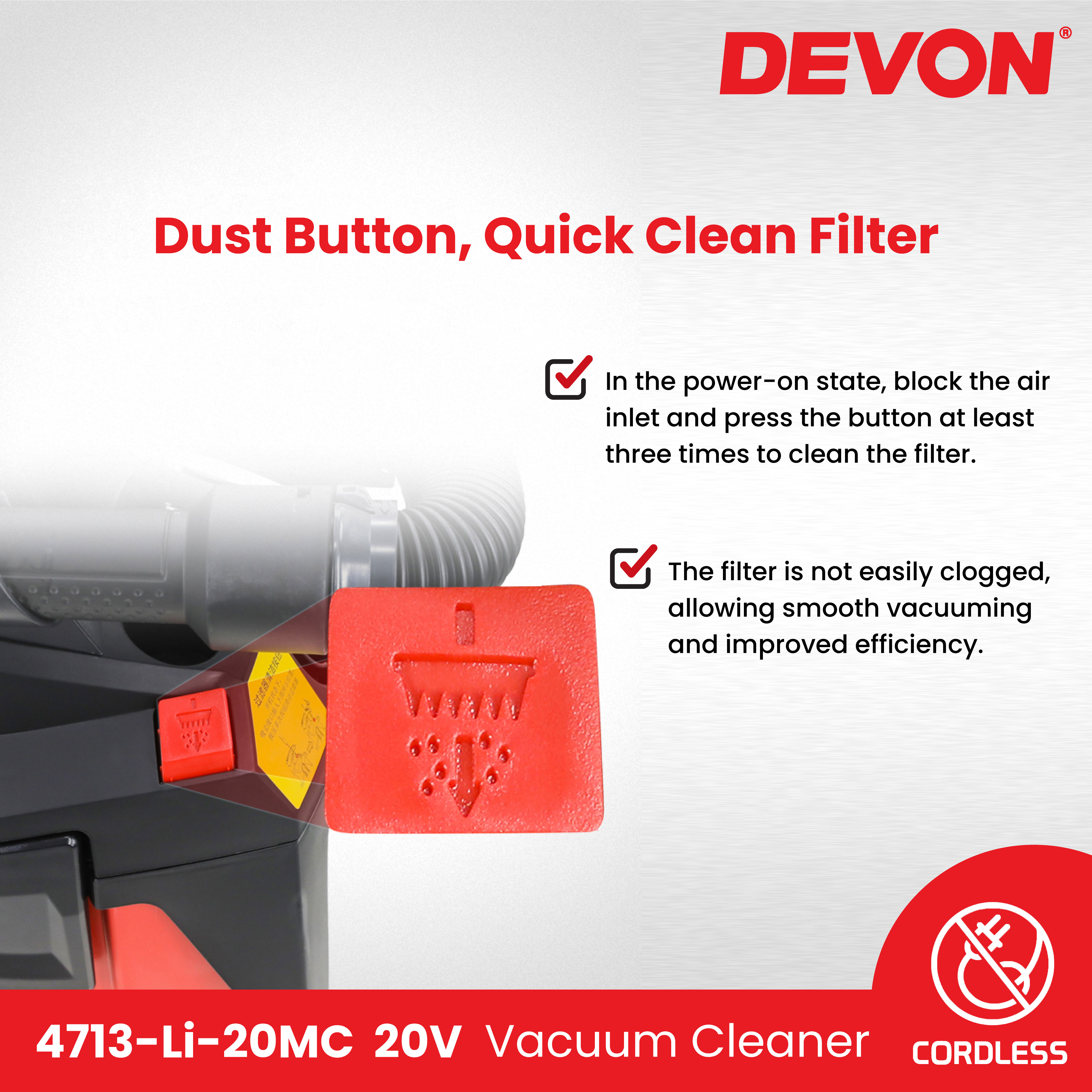 DEVON 4713-Li-20MC 20V Lithium-Ion Cordless Vacuum Cleaner | Shopee ...