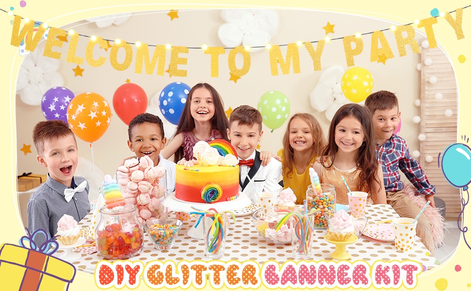 Customize Banner Pink Alphabet Letter DIY Glitter Customise Banner Name ...