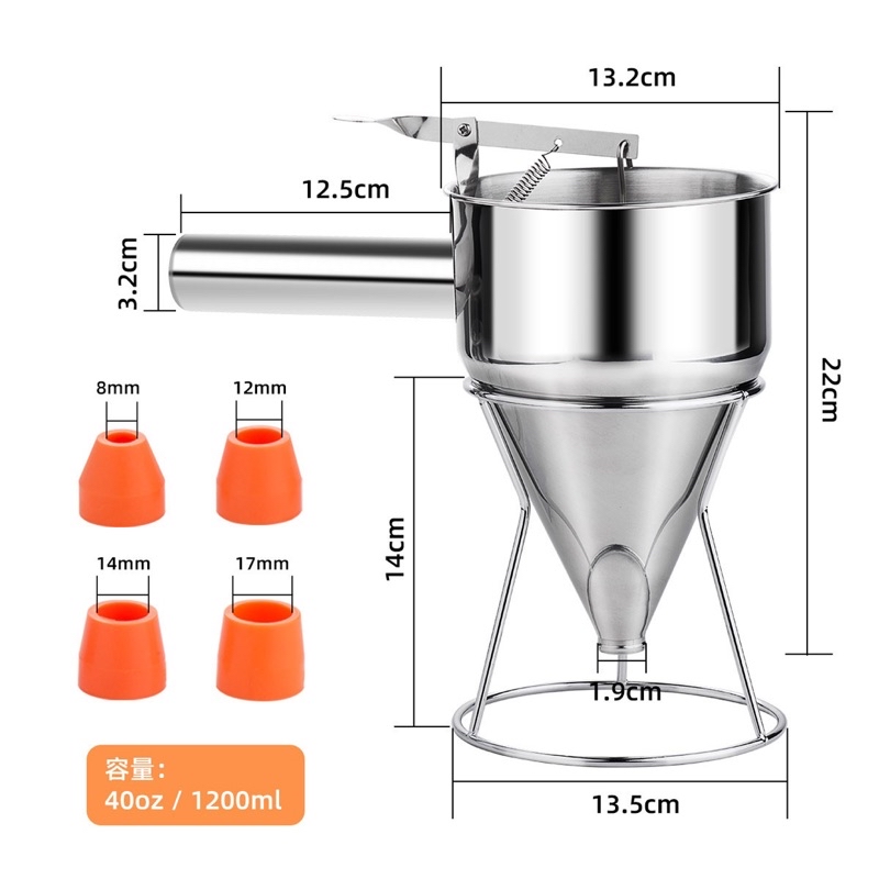 Stainless Steel Funnel Takoyaki Ball Funnel with stand Set Batter ...