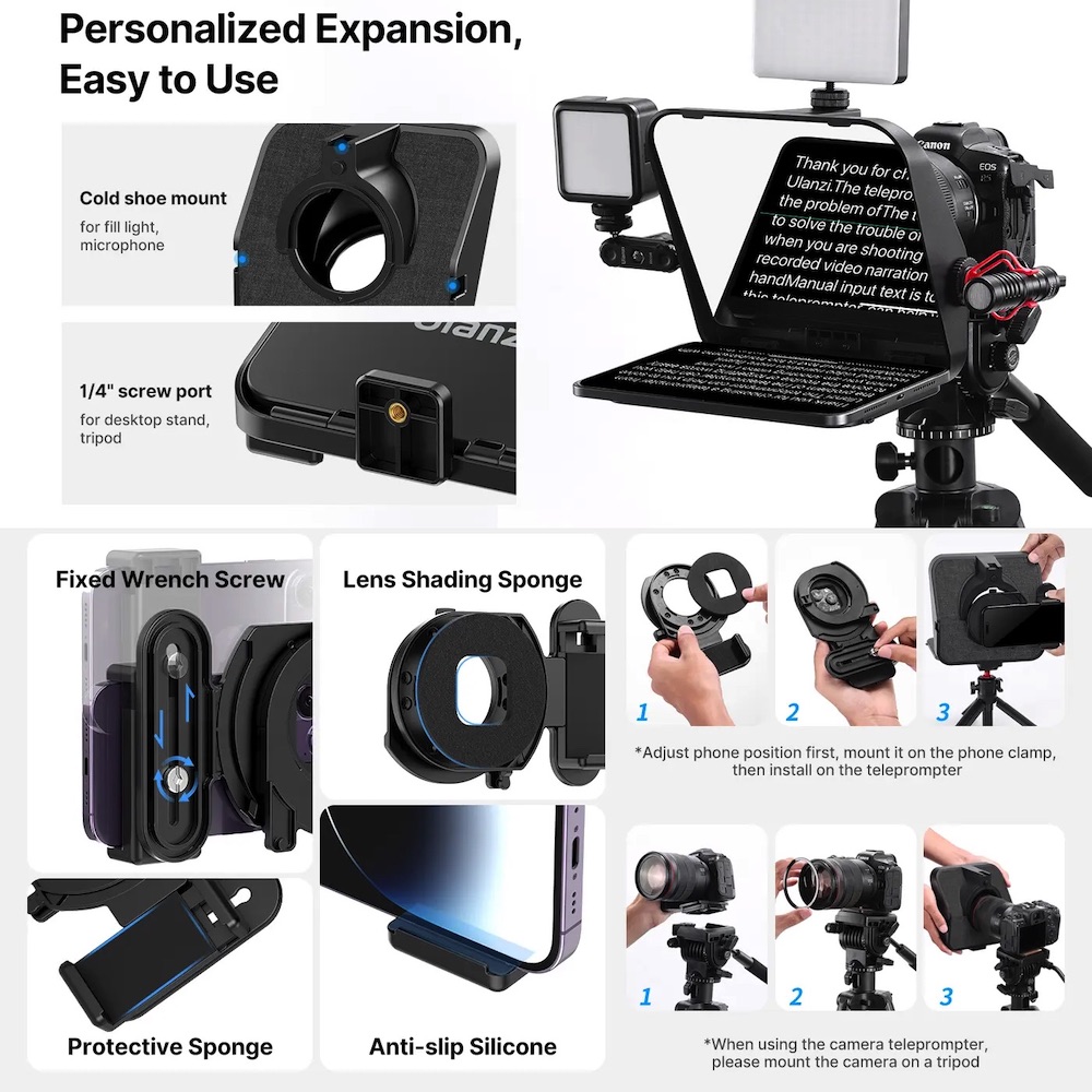 Ulanzi RT02 Universal Teleprompter Remote Control Camera Lens Adapter ...