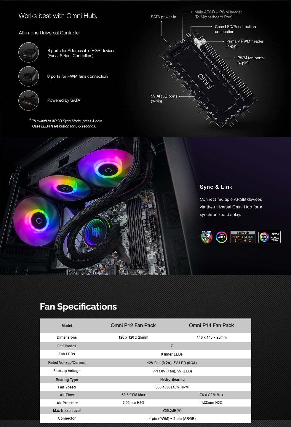 Tecware Omni P12 / P14 ARGB Chassis Fan - 2 Pack (140) / 3 Pack (120) - Black / White | Shopee ...