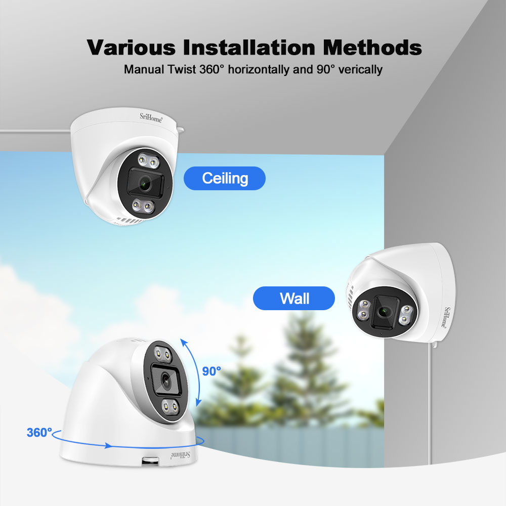 (4MP) SriHome SH030 Dome Camera 2K QHD Video WiFi CCTV Two-Way Voice ...