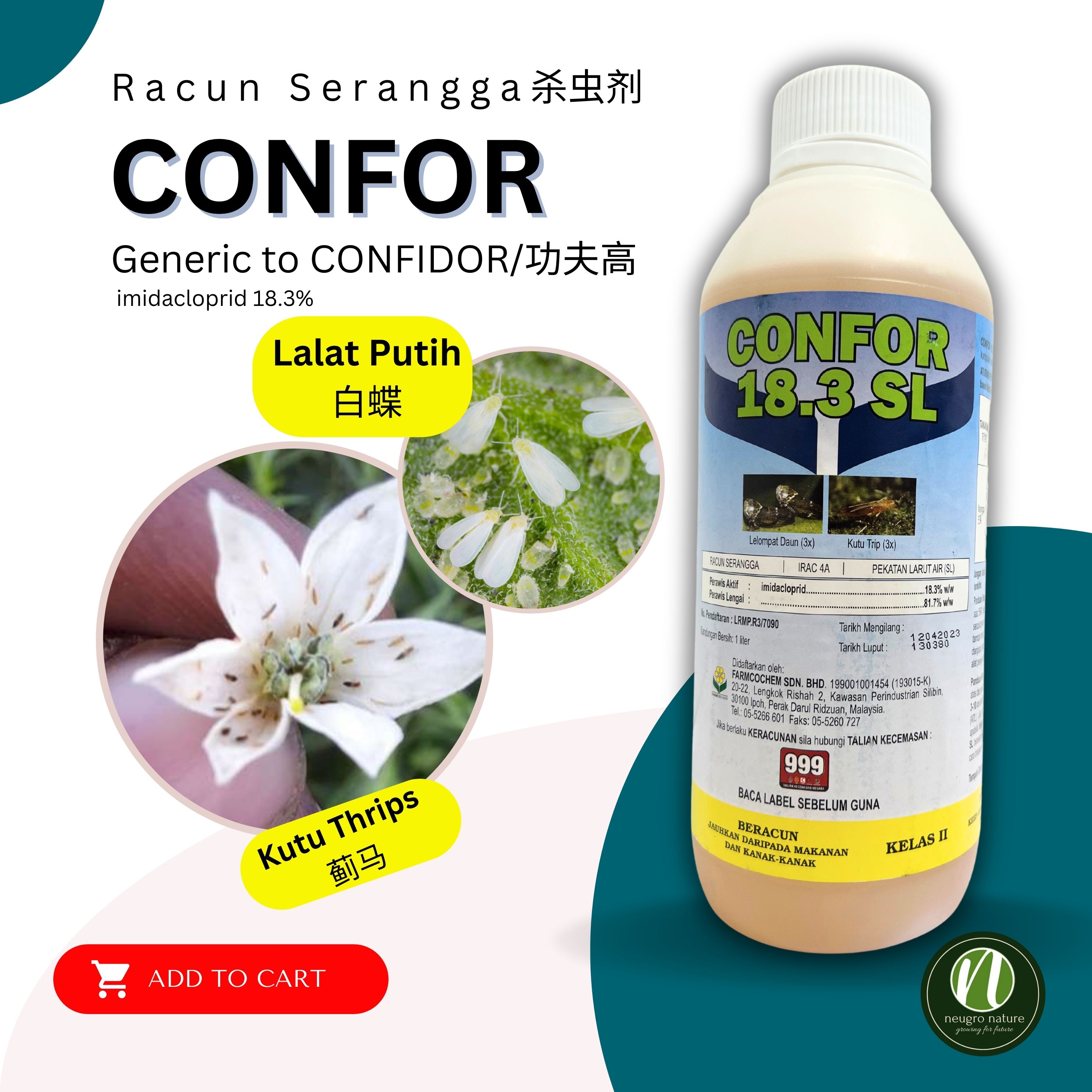 CONFOR 18.3SL (1L) Imidacloprid 18.3% Insecticide - Racun Lalat Putih ...