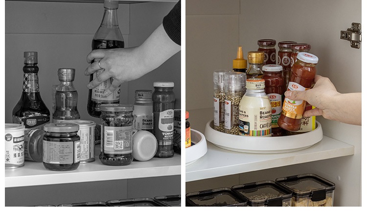 BO.EN Rotating Spice Rack Kitchen Organizer / Sauce Rotating Tray / Rak ...