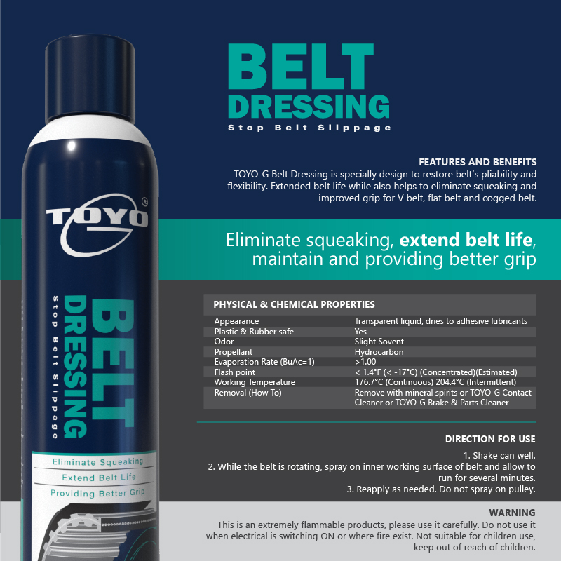 Toyo-G Belt Dressing Spray Belting Kereta 300ml Belt Spray Belting Spray Kereta Belt Spray for ...