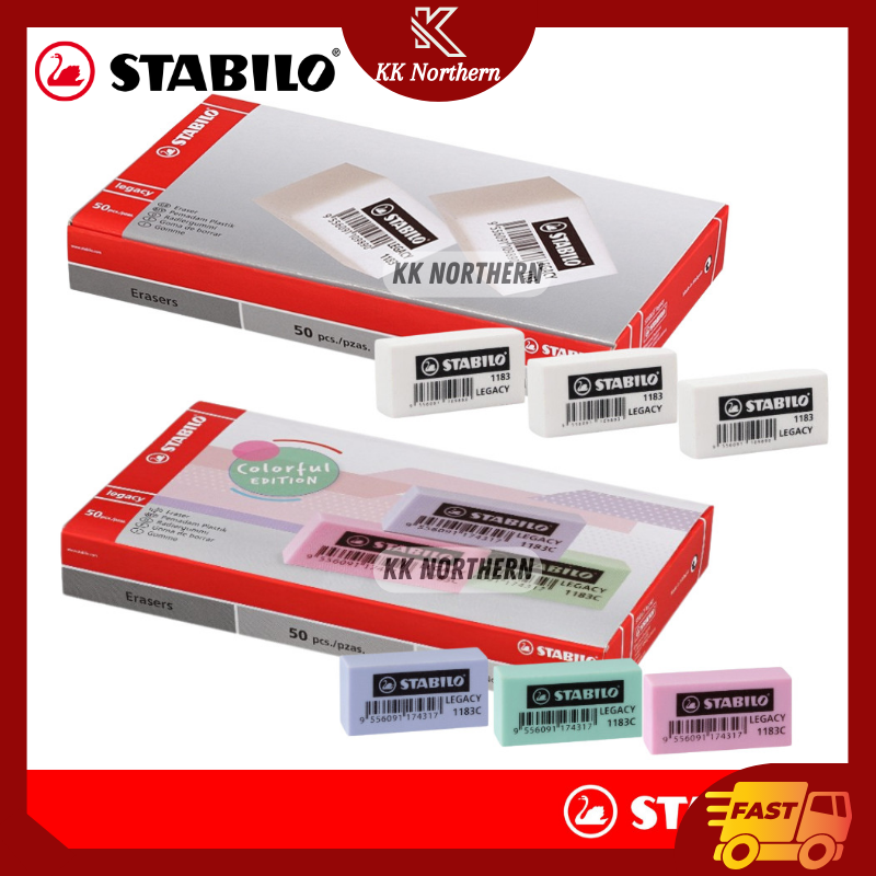 (Stabilo) Legacy Eraser 1183/1183C (50pcs/box) White/ Colourful Eraser ...