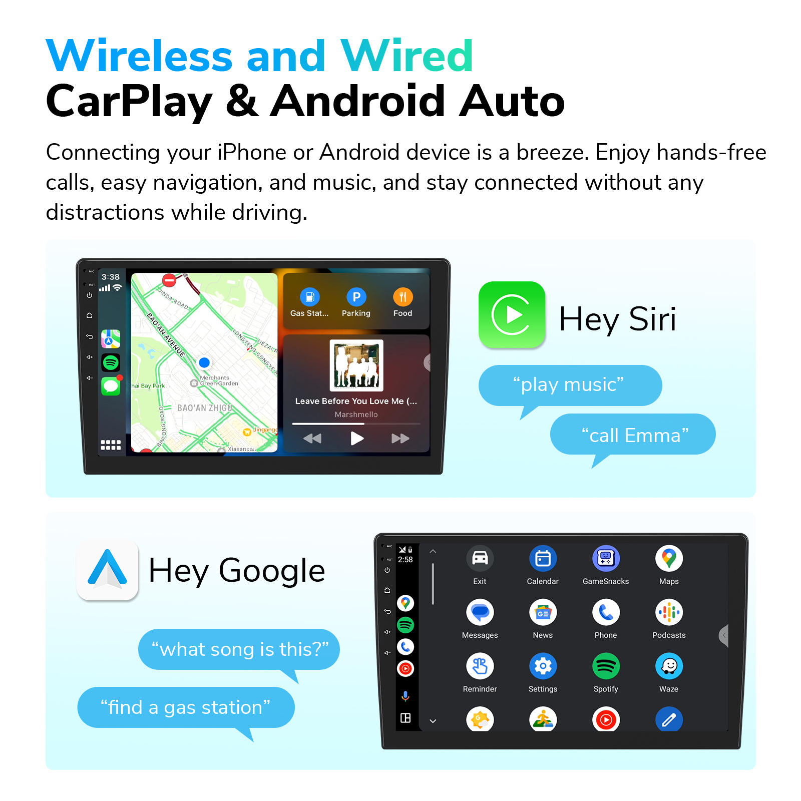 Eonon Android 13 Apple CarPlay Android Auto Android Player 9 Inch 10 ...