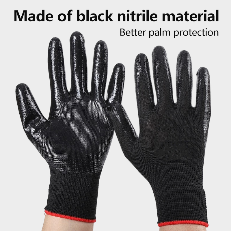 2Pcs Nitrile Cotton Rubber Glove Sarung Tangan Getah Latex Coated ...