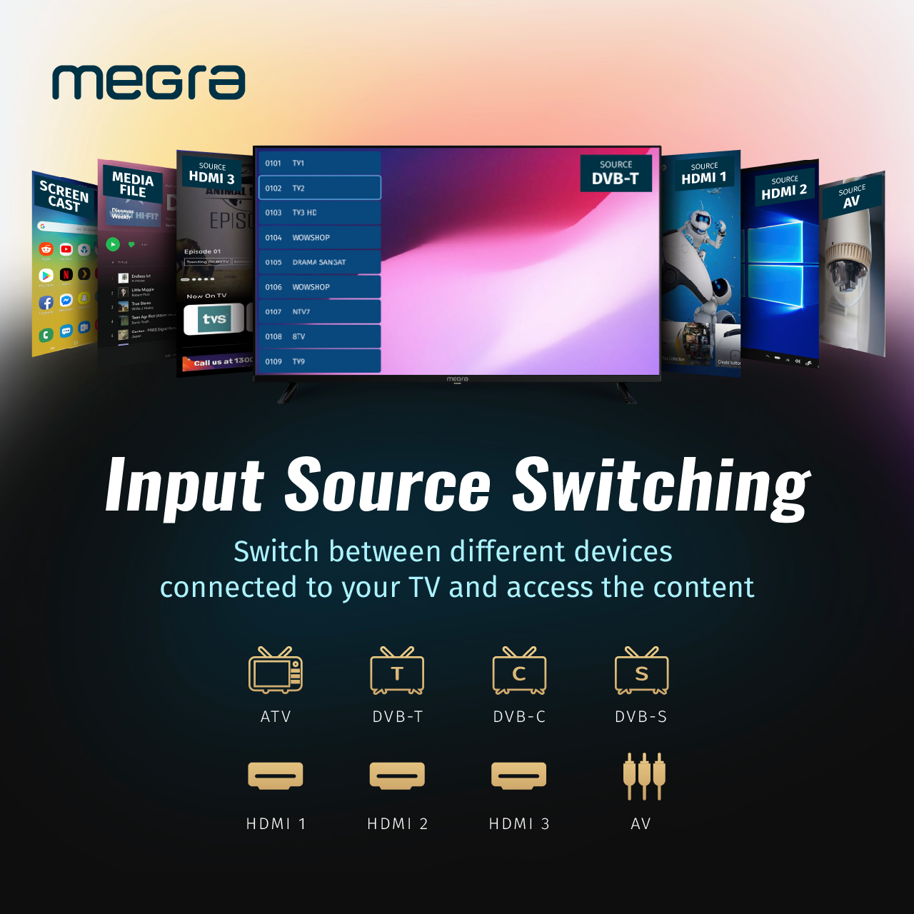 MEGRA TV 32 Inch Smart TV With Netflix Licensing TV LED Smart ...